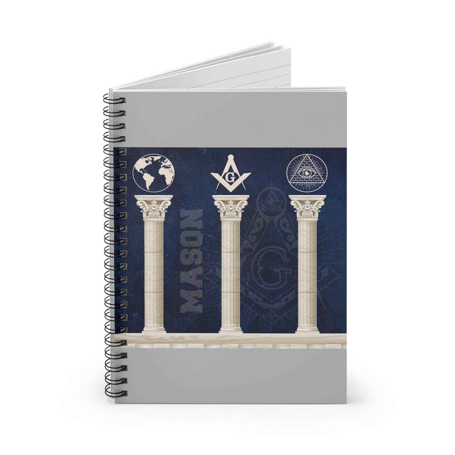 Masonic Spiral Notebook – Freemason Symbol Journal, Ruled Line - Etsy