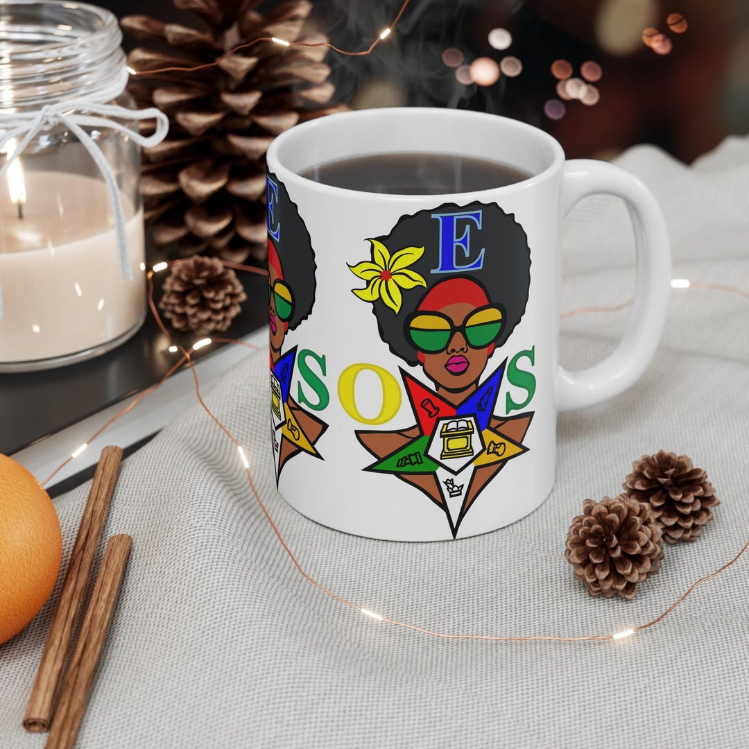 OES Order of Eastern Stars Mug, Masonic Lodge Coffee Cup, Freemason ...