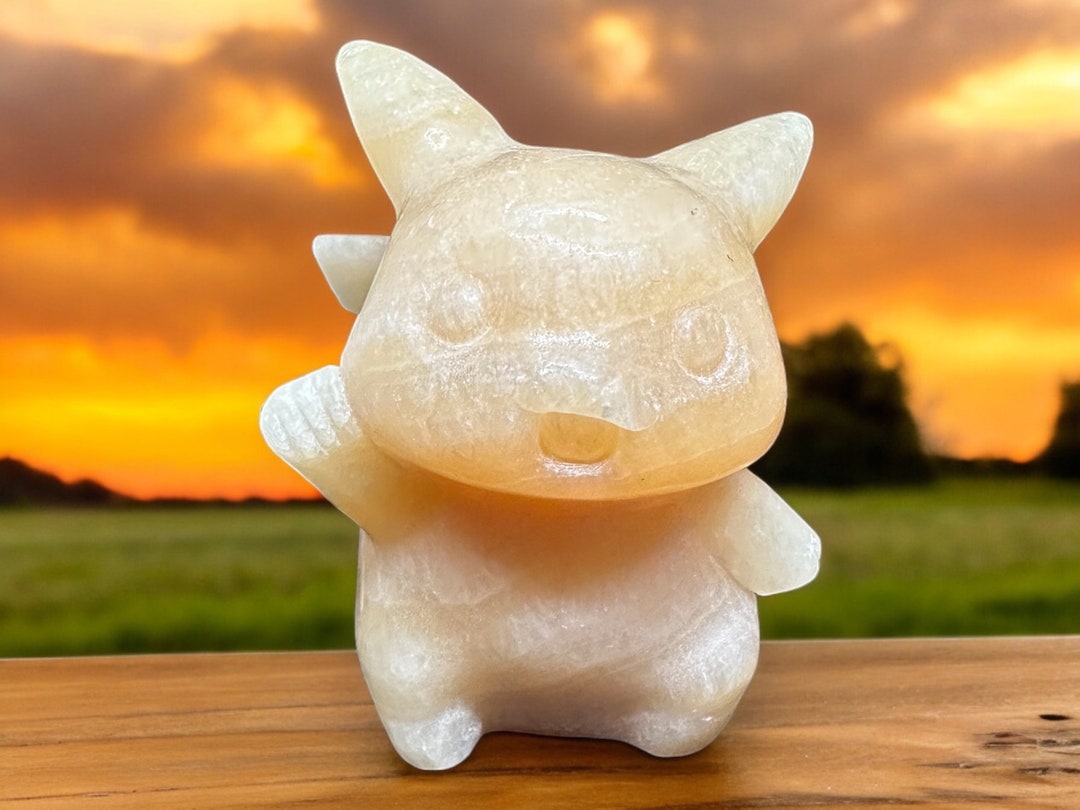 Pokémon Yellow Calcite Pikachu Statue Crystal Stone Figurine for ...