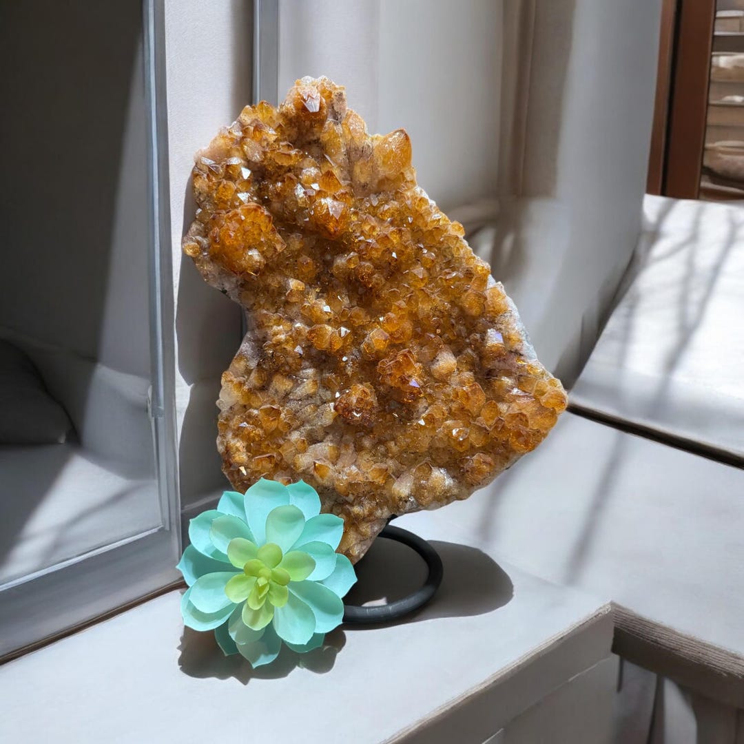 Brazilian Citrine Cluster on Stand, Home Decor (12"h) - Etsy