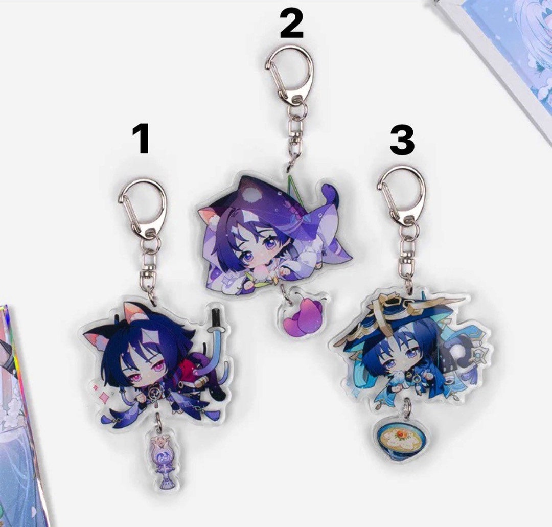 Game Anime Genshin Impact Keychain Wanderer Hu Tao Aranara Raiden Ei ...