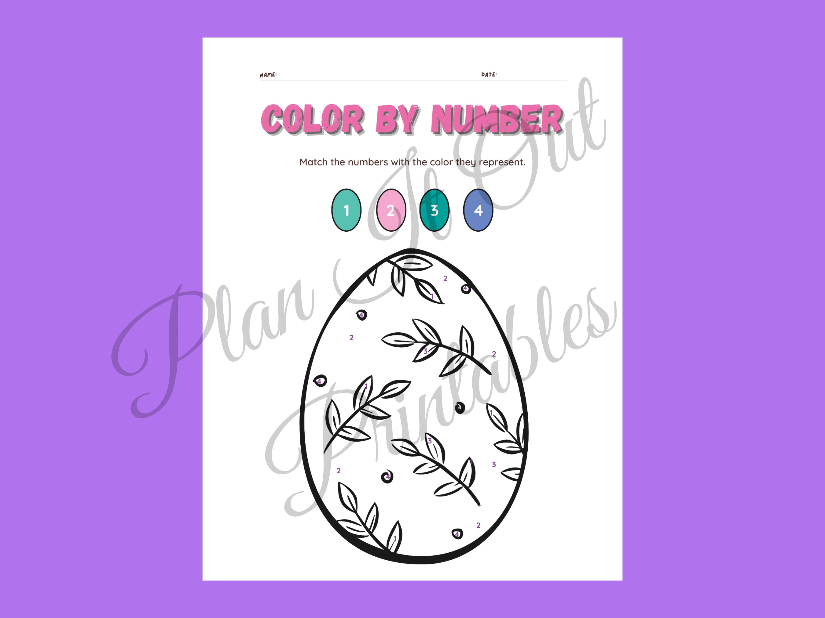 Easter Egg Color by Number Color by Number Activity for Kids Coloring ...