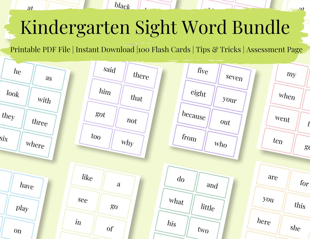 Sight Word Flashcards | Bundle | Kindergarten Sight Words | High ...