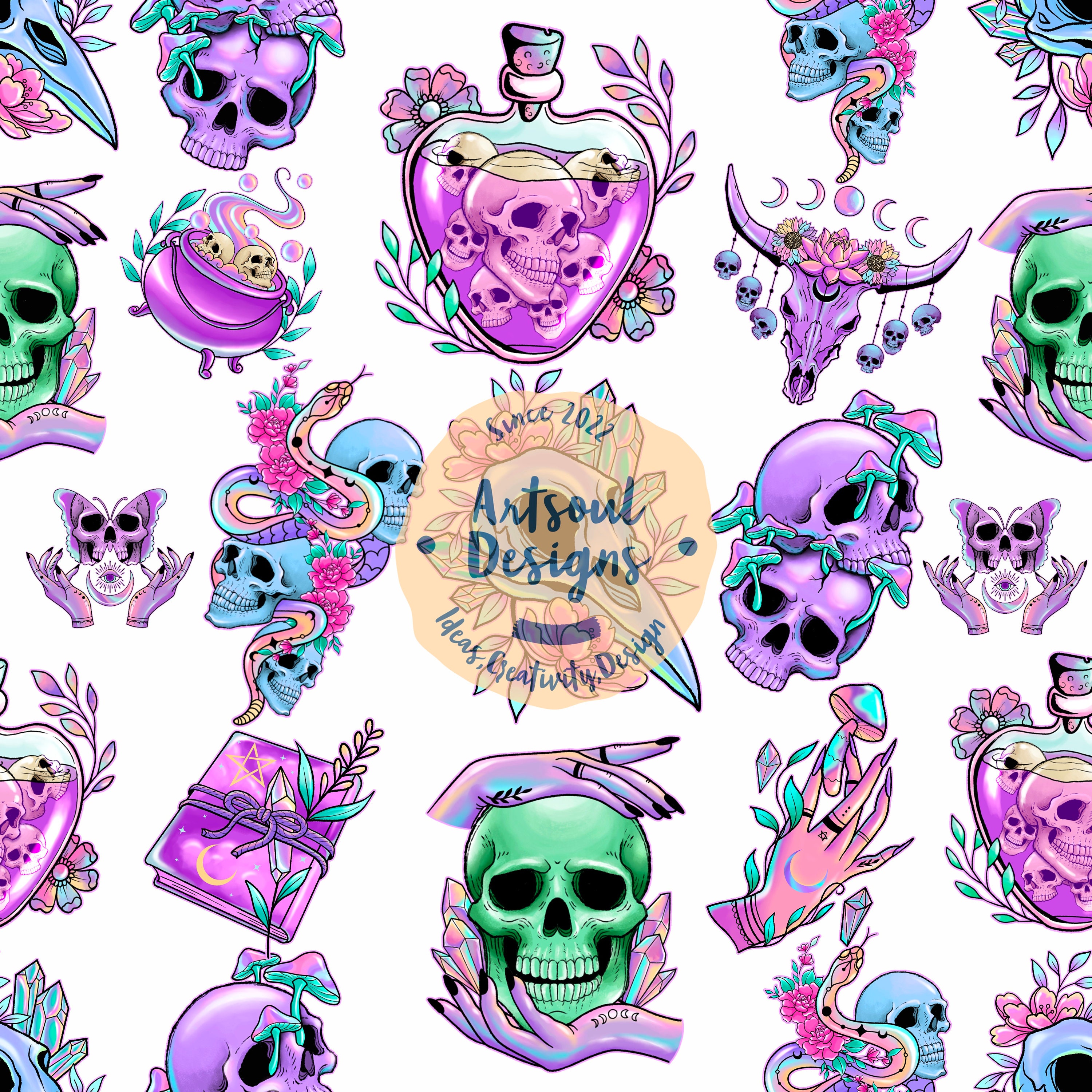 Spooky Magic Repeating Seamless Pattern Design,tiling Designs,paper ...