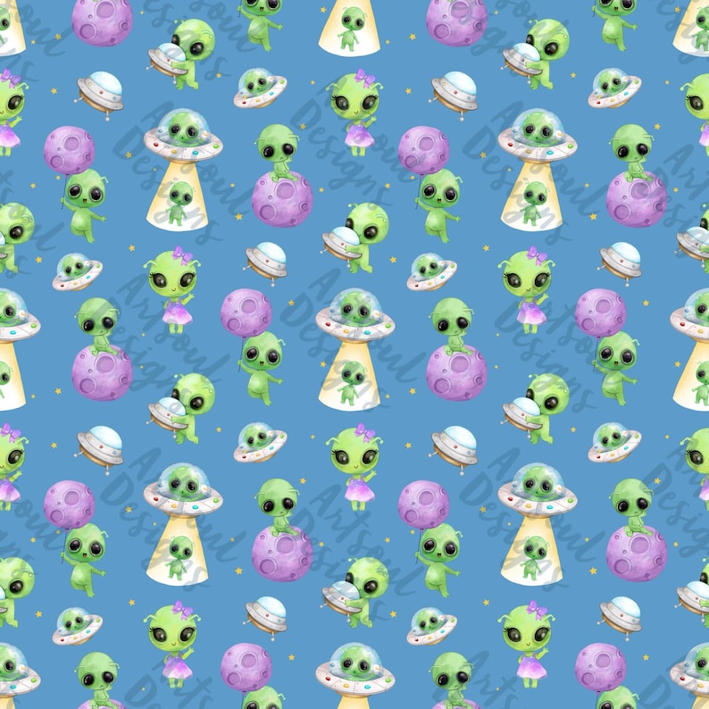 Seamless Cute Aliens Pattern for Crafts & Decor Digital Download - Etsy