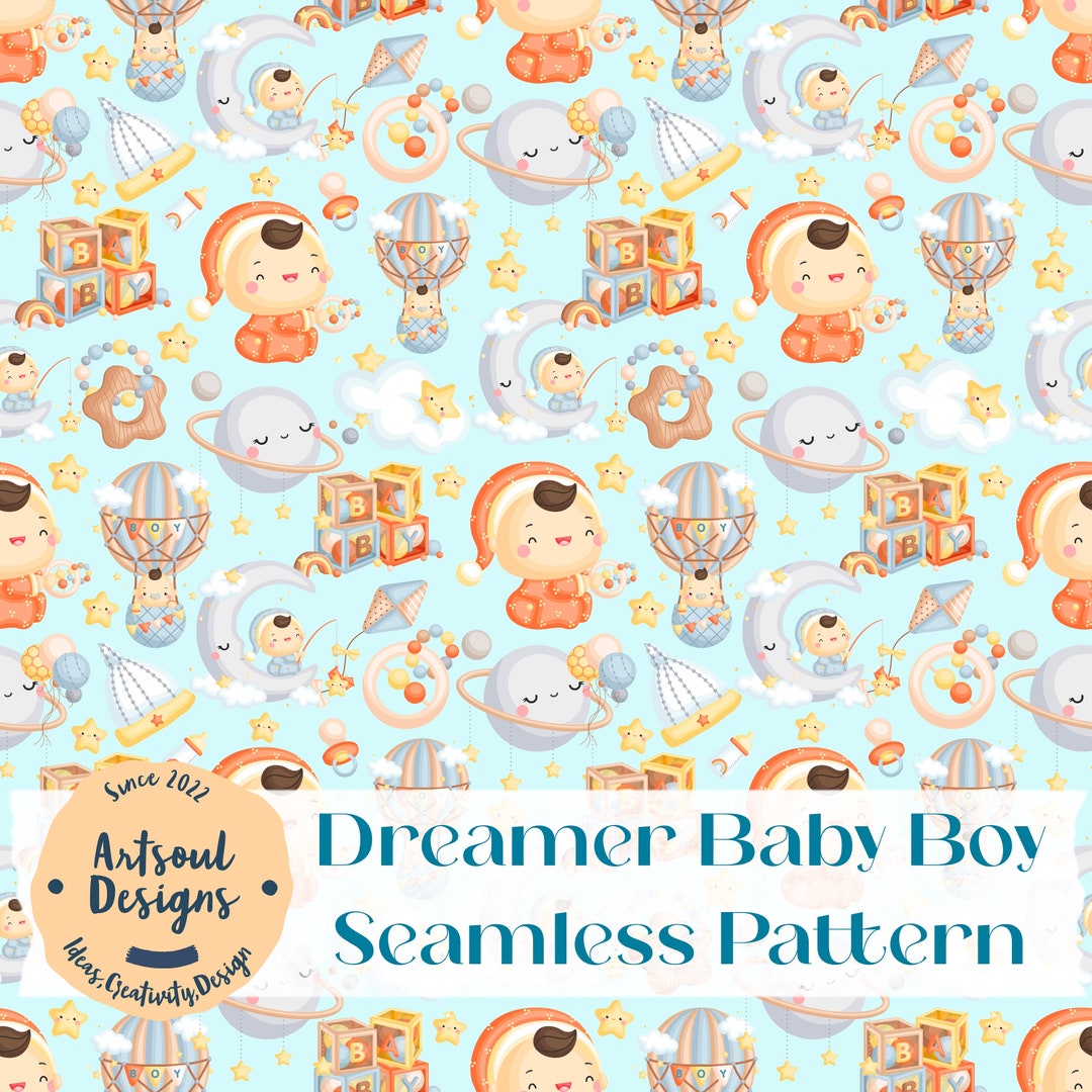 Dreamer Baby Boy Repeating Seamless Pattern Design,tiling Design ...