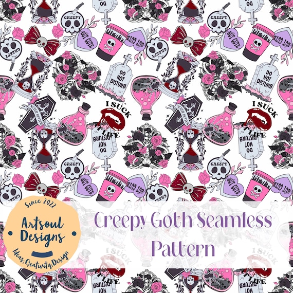 Creepy Goth Repeating Seamless Pattern Designtiling - Etsy