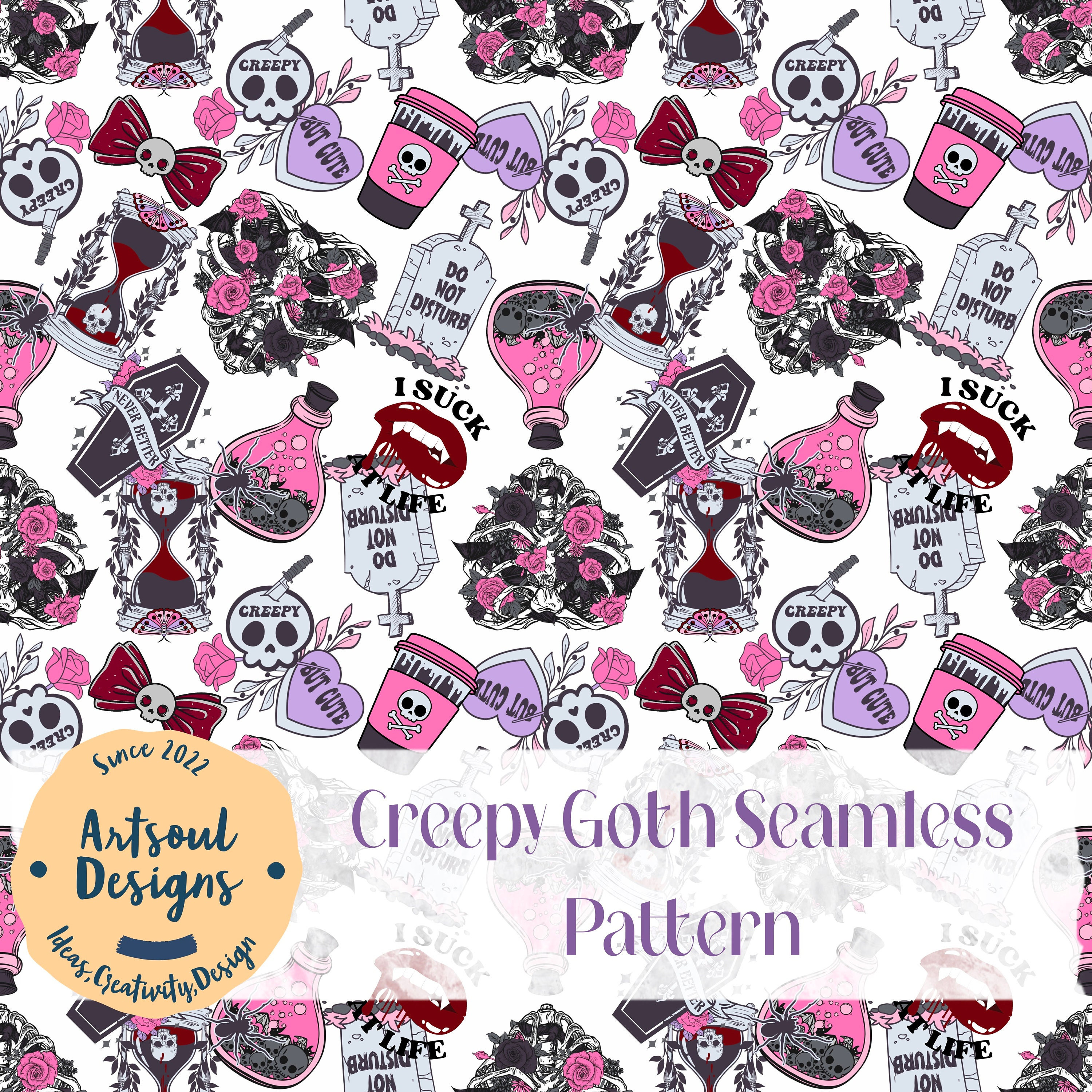 Creepy Goth Repeating Seamless Pattern Design,tiling Designs,paper ...