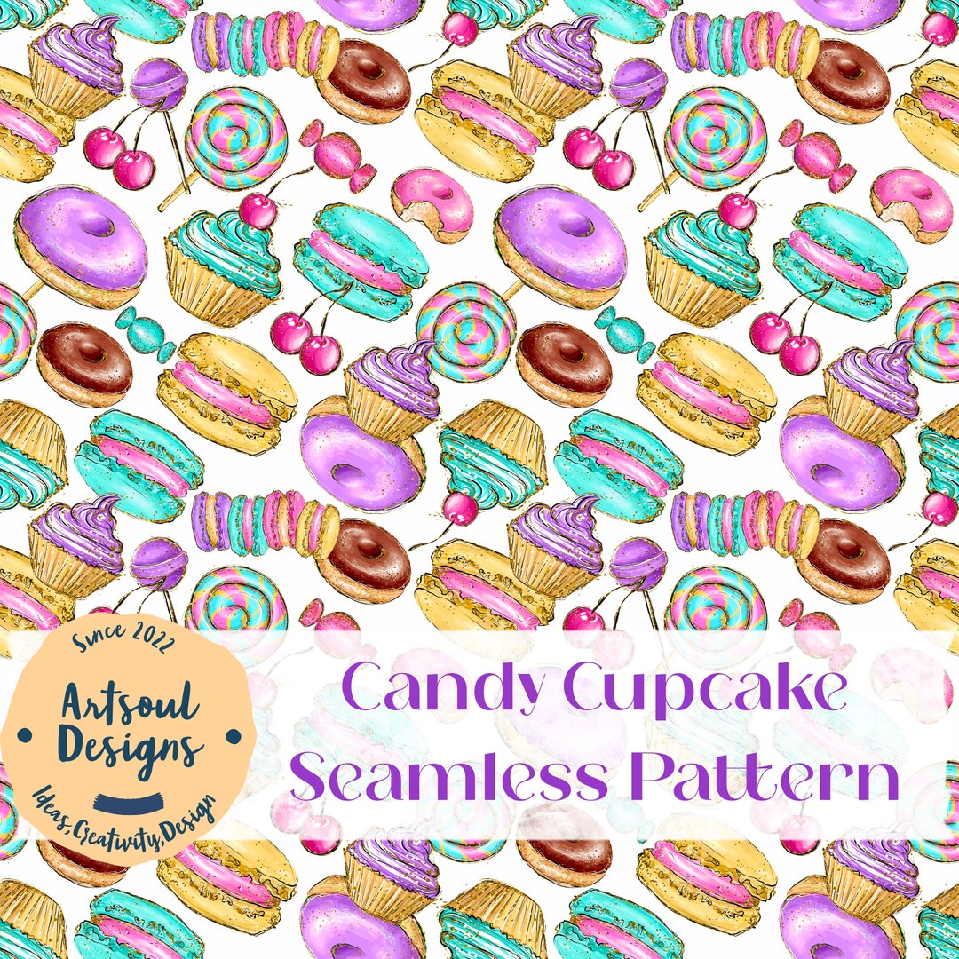 Candy Cupcake Repeating Seamless Pattern Design,tiling Designs,paper ...