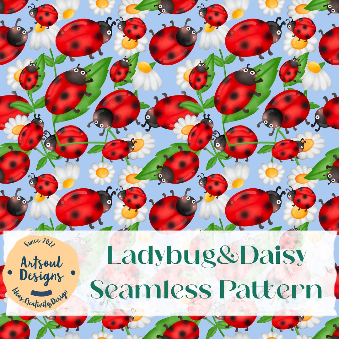 Ladybug and Daisy Repeating Seamless Pattern Design,tiling Designs ...