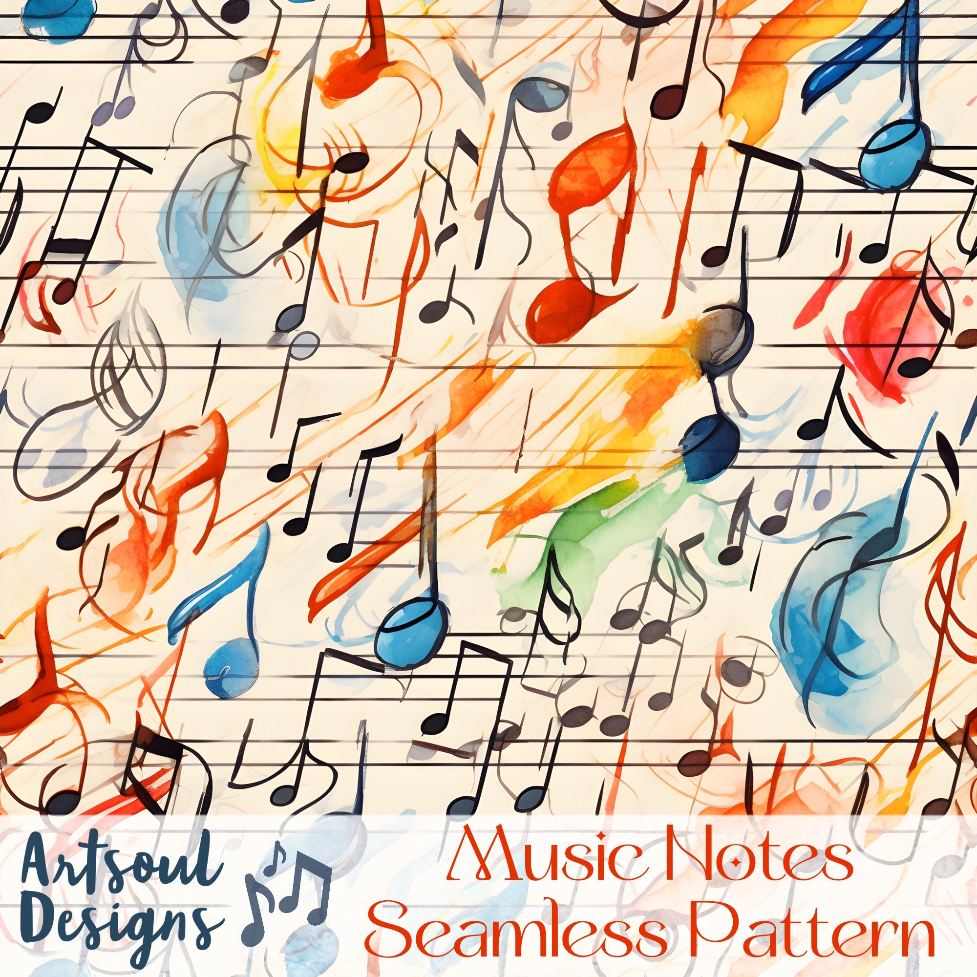 Music Notes Repeating Seamless Pattern Design,tiling Design,digital ...