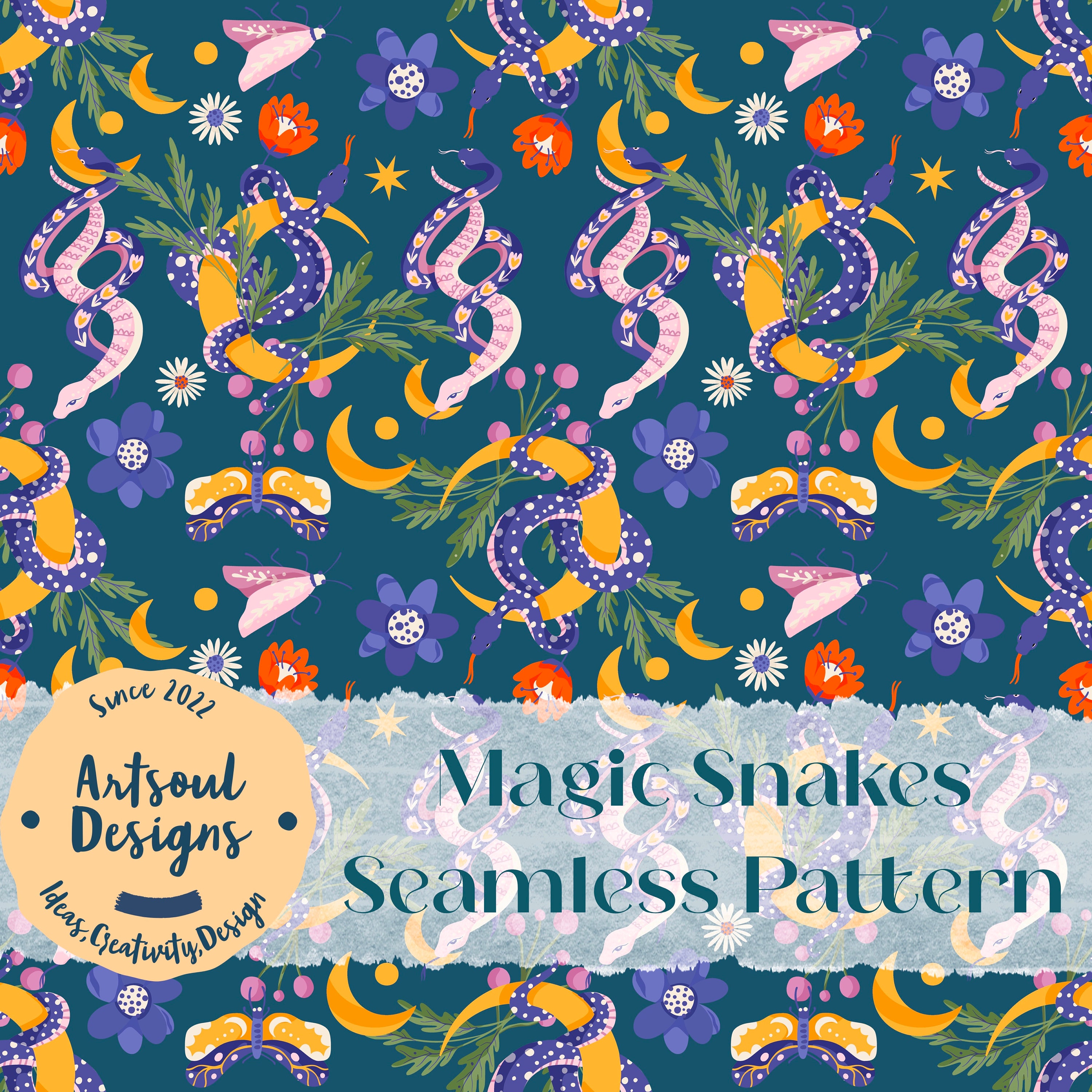 Magic Snakes Repeating Seamless Pattern Design,tiling Designs,paper ...