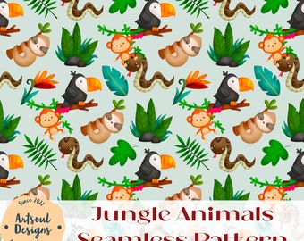 Safari Digital Paper Pack Jungle Animals Seamless Pattern - Etsy