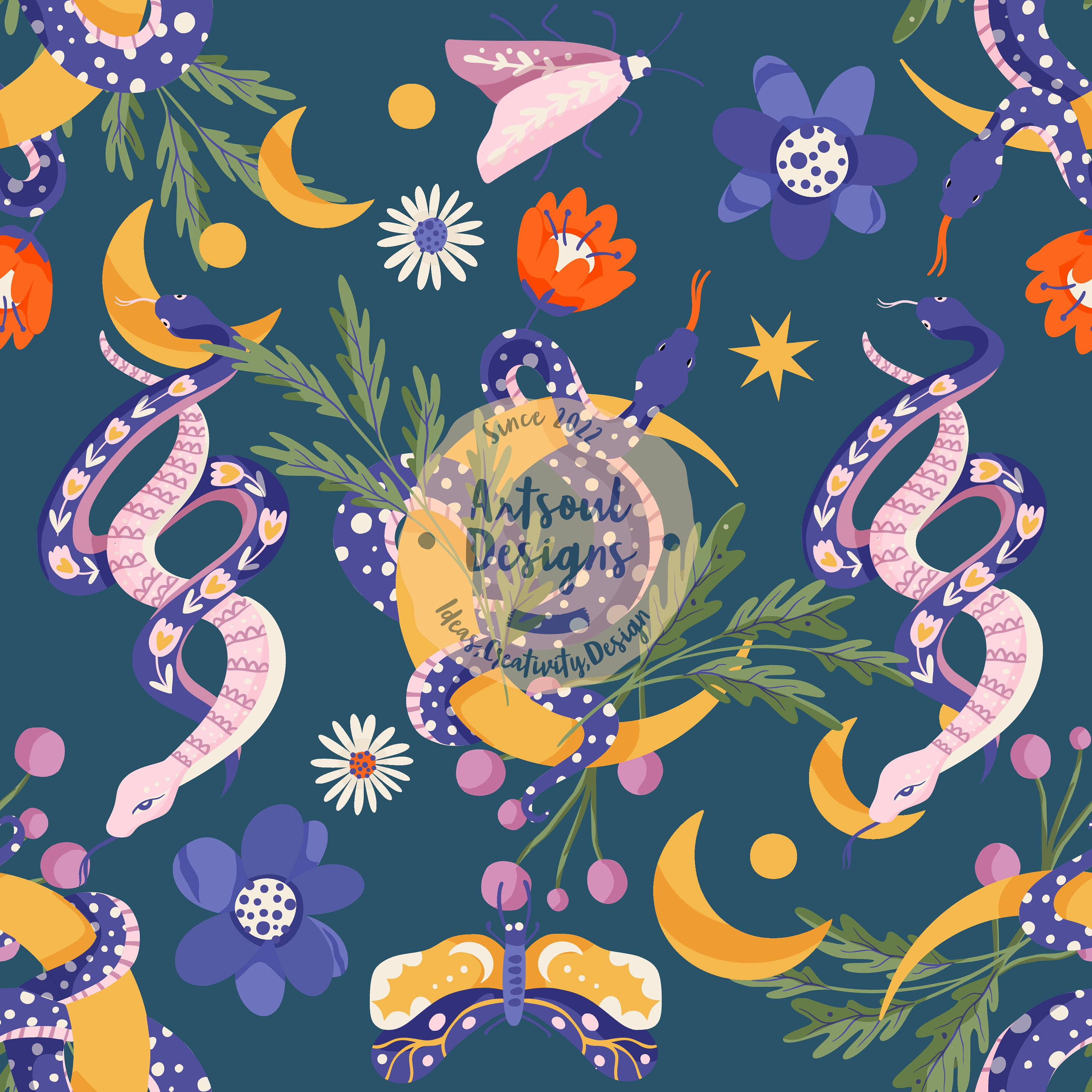 Magic Snakes Repeating Seamless Pattern Design,tiling Designs,paper ...