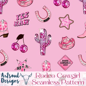 Rodeo Cowgirl Seamless Pattern for Creative Crafting and Decor, Digital ...