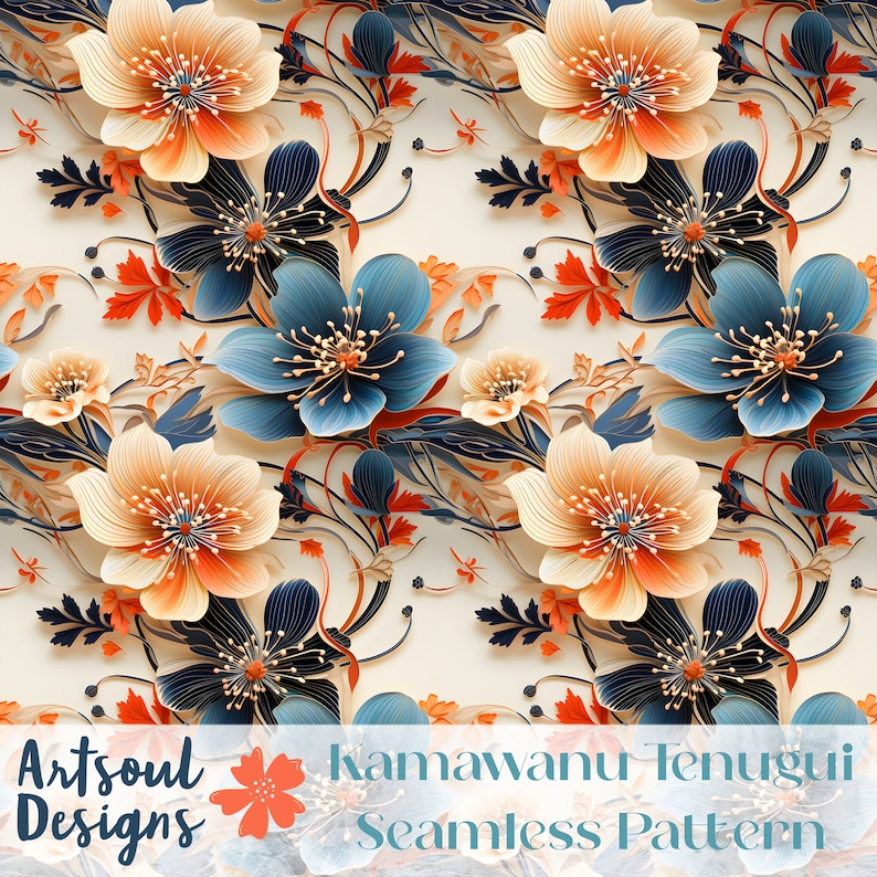 Kamawanu Tenugui Seamless Pattern for Commercial Use, Surface Pattern ...