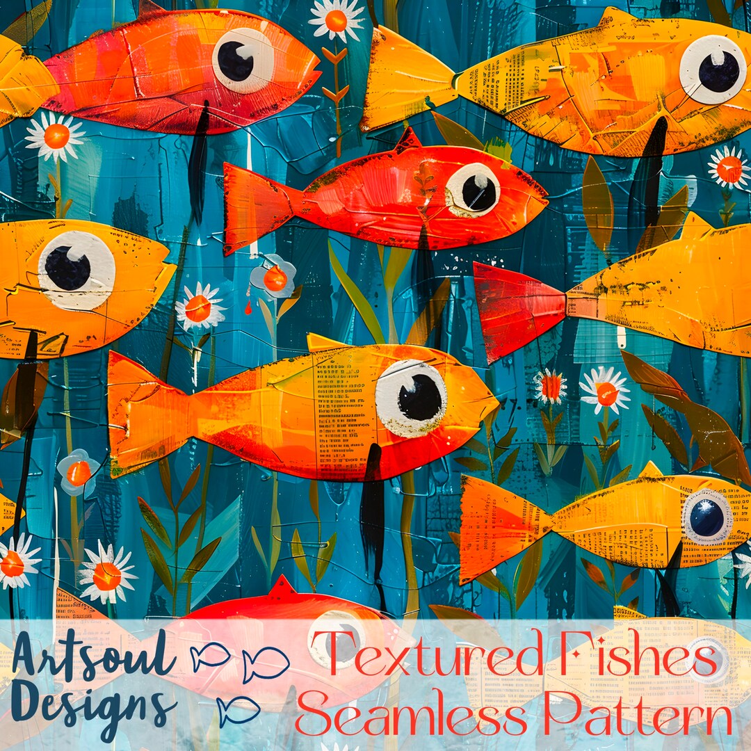Textured Fishes Seamless Pattern for Fabric, Wallpaper & Home Decor ...
