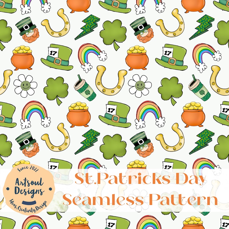 St.Patricks Day Seamless Pattern,Digital Pattern,Pattern Design,Fabric ...