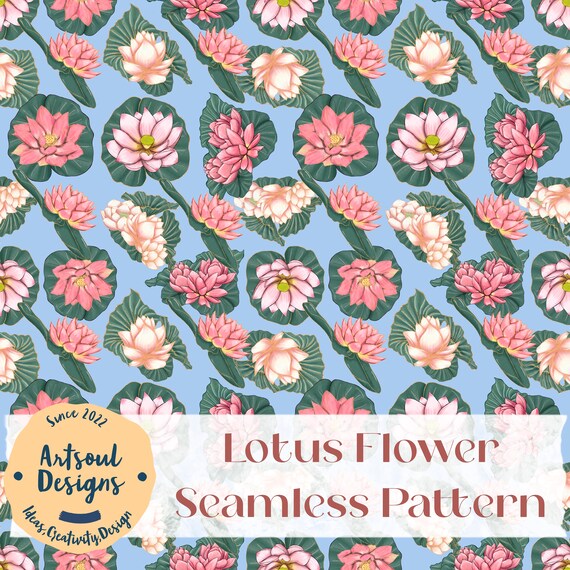 Lotus Flower Repeating Seamless Pattern Designtiling - Etsy