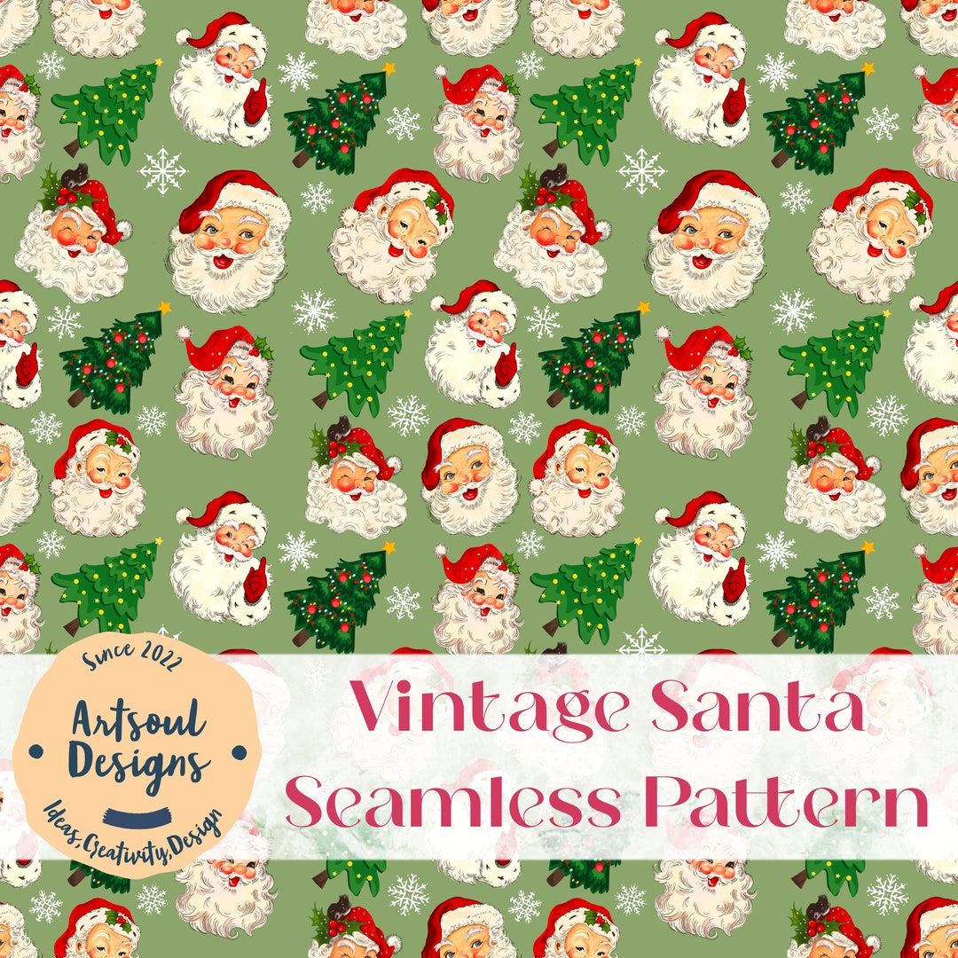 Vintage Santa Repeating Seamless Pattern Design,tiling Design,digital ...