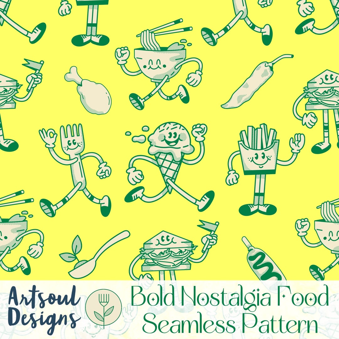 Bold Nostalgia Food Repeating Seamless Pattern Design,tiling Design ...