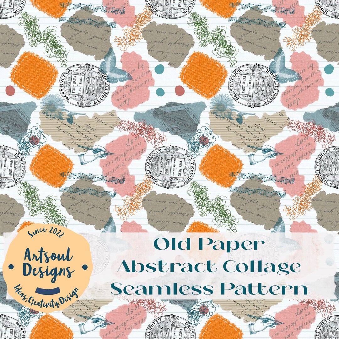Old Paper Abstract Collage Repeating Seamless Pattern Design,tiling ...