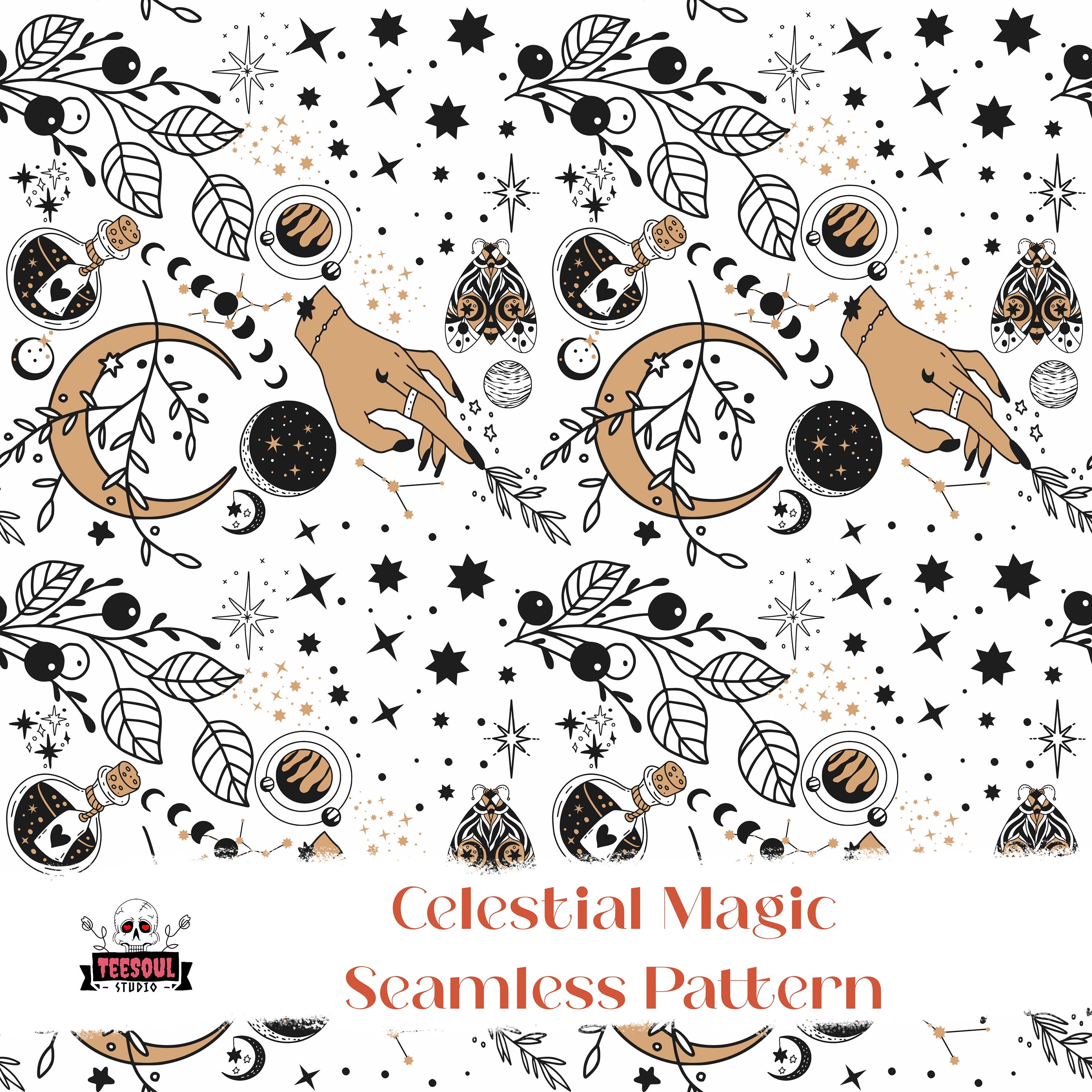 Celestial Magic Repeating Seamless Pattern Designtiling - Etsy