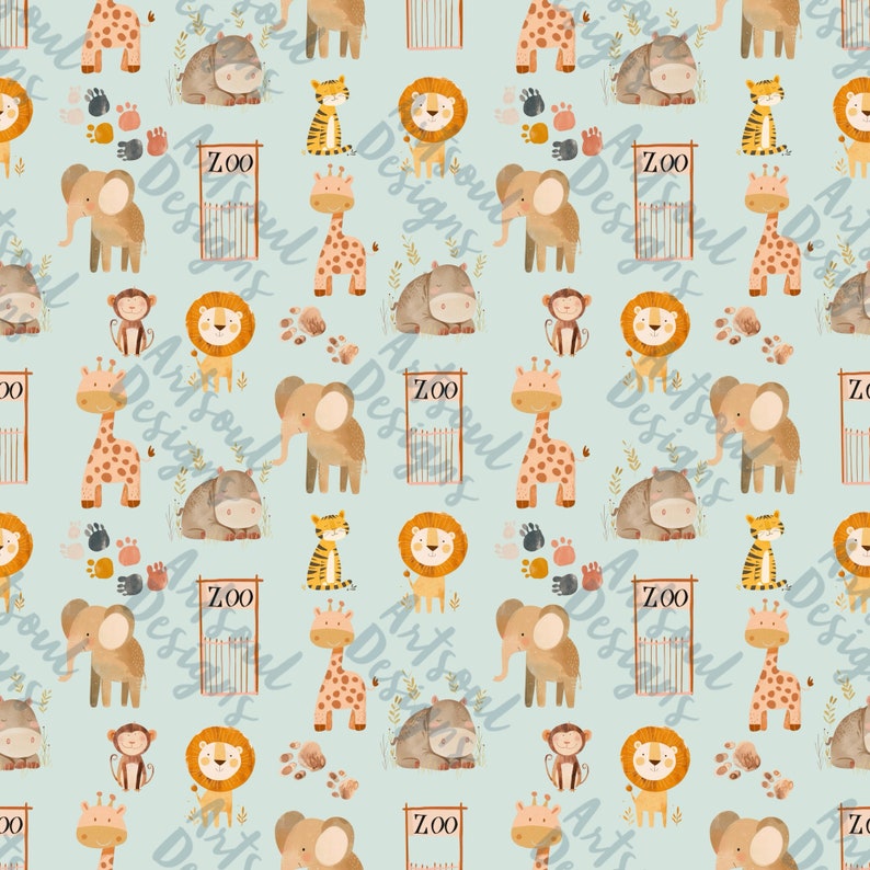 Seamless Zoo Animals Pattern for Nursery Decor & Apparel - Etsy