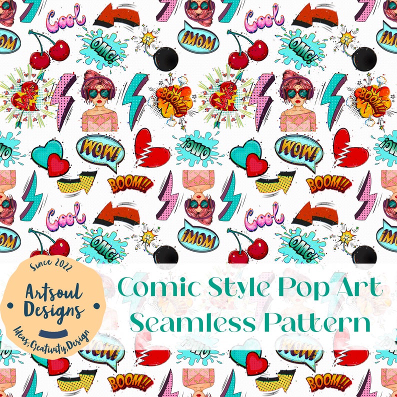 Comic Style Pop Art Repeating Seamless Pattern Design,tiling Designs ...