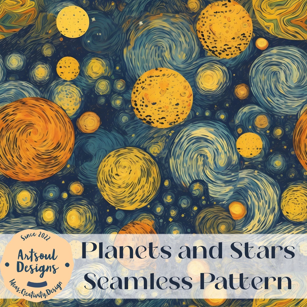 Planets and Stars Repeating Seamless Pattern Design,tiling Design ...