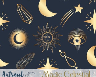 Celestial Design Seamless Pattern - Etsy