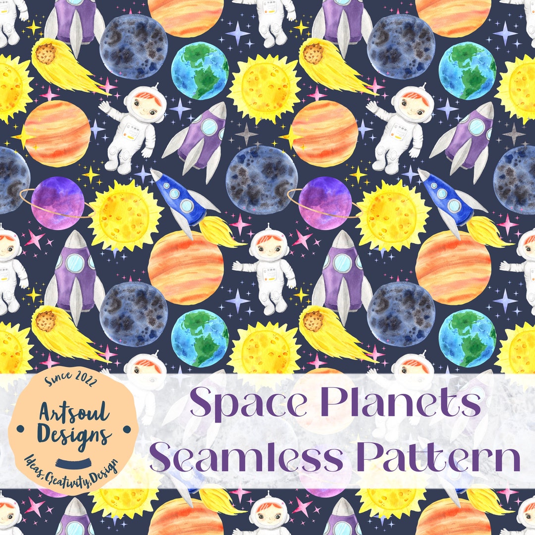 Space Planets Repeating Seamless Pattern Design,tiling Design,digital ...