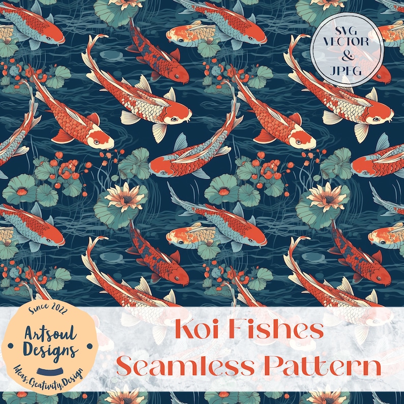 Koi Fishes Repeating Seamless Pattern Design,tiling Designs,digital ...