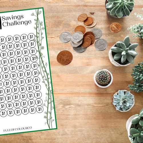 1 Dollar Savings Challenge One Dollar Savings Challenge - Etsy