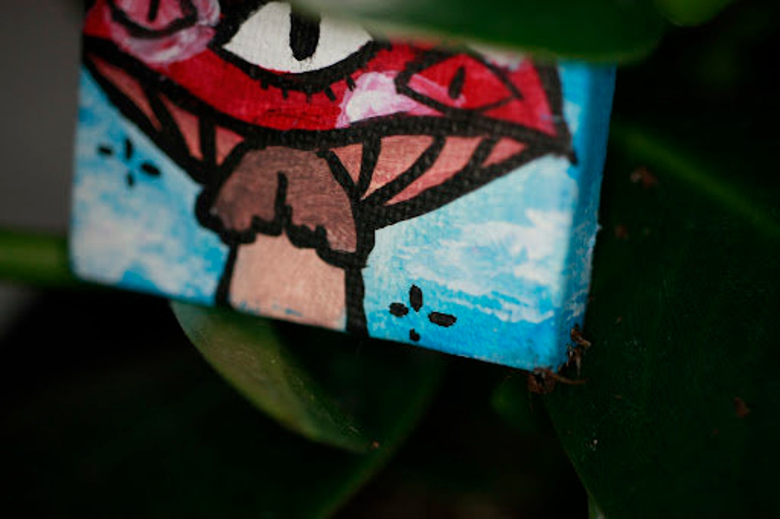 Weirdcore Acrylic Painting-aesthetic Sky-mushroom-canvas Painting - Etsy