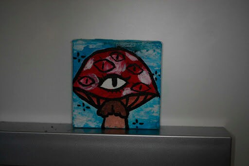Weirdcore Acrylic Painting-aesthetic Sky-mushroom-canvas Painting - Etsy