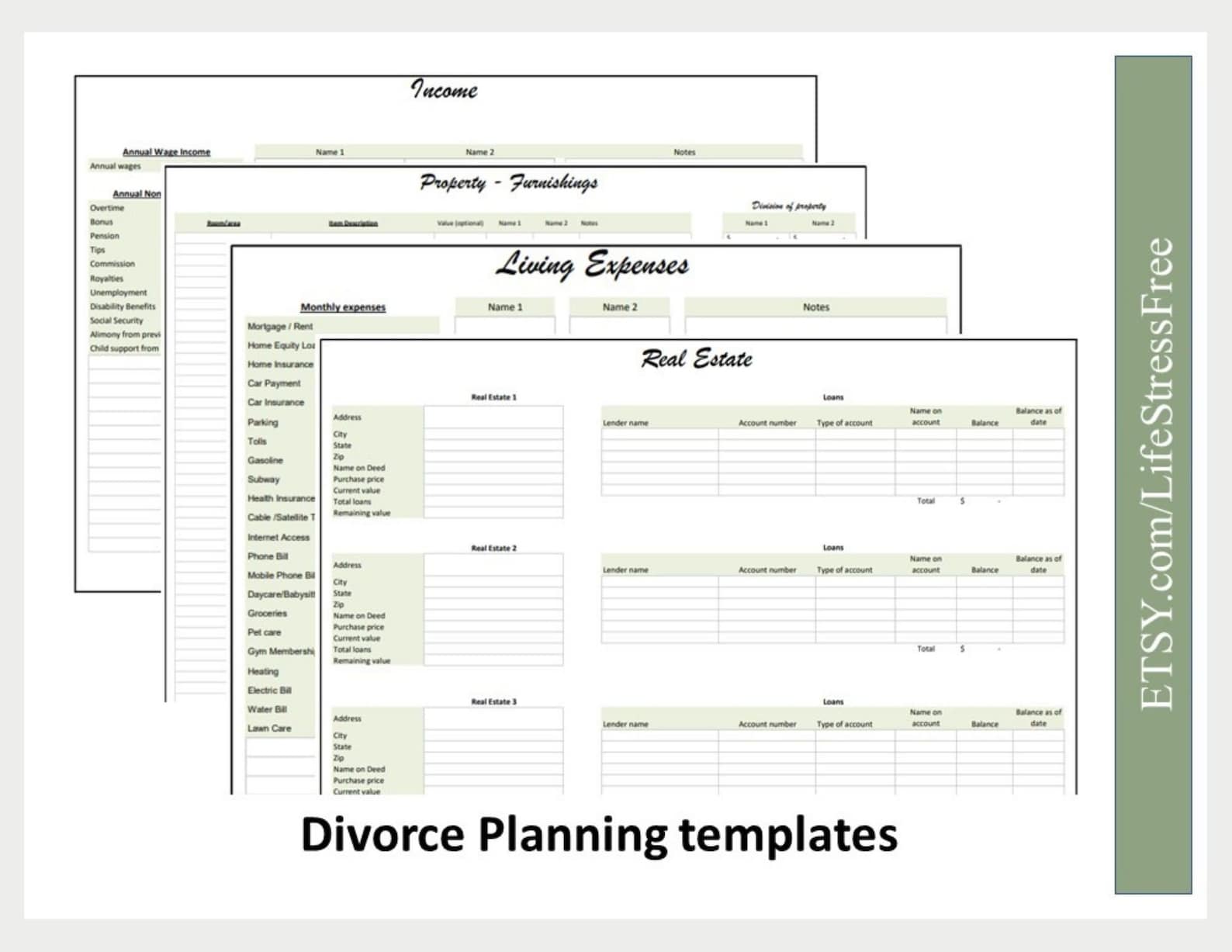 Divorce Planner, Divorce Spreadsheet, Custody Calendar, Child Custody ...