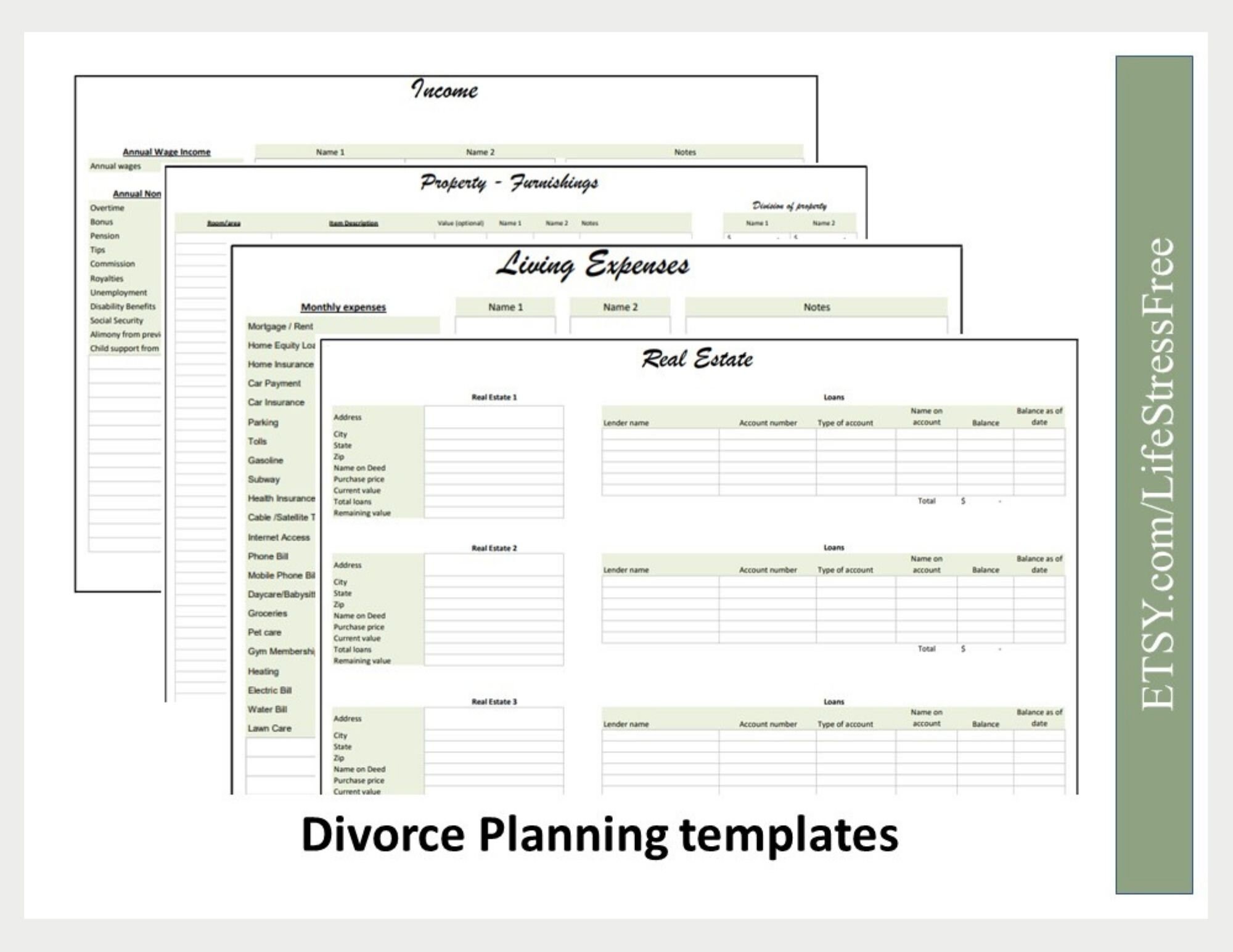 Divorce Planner Divorce Spreadsheet Custody Calendar Child Custody 
