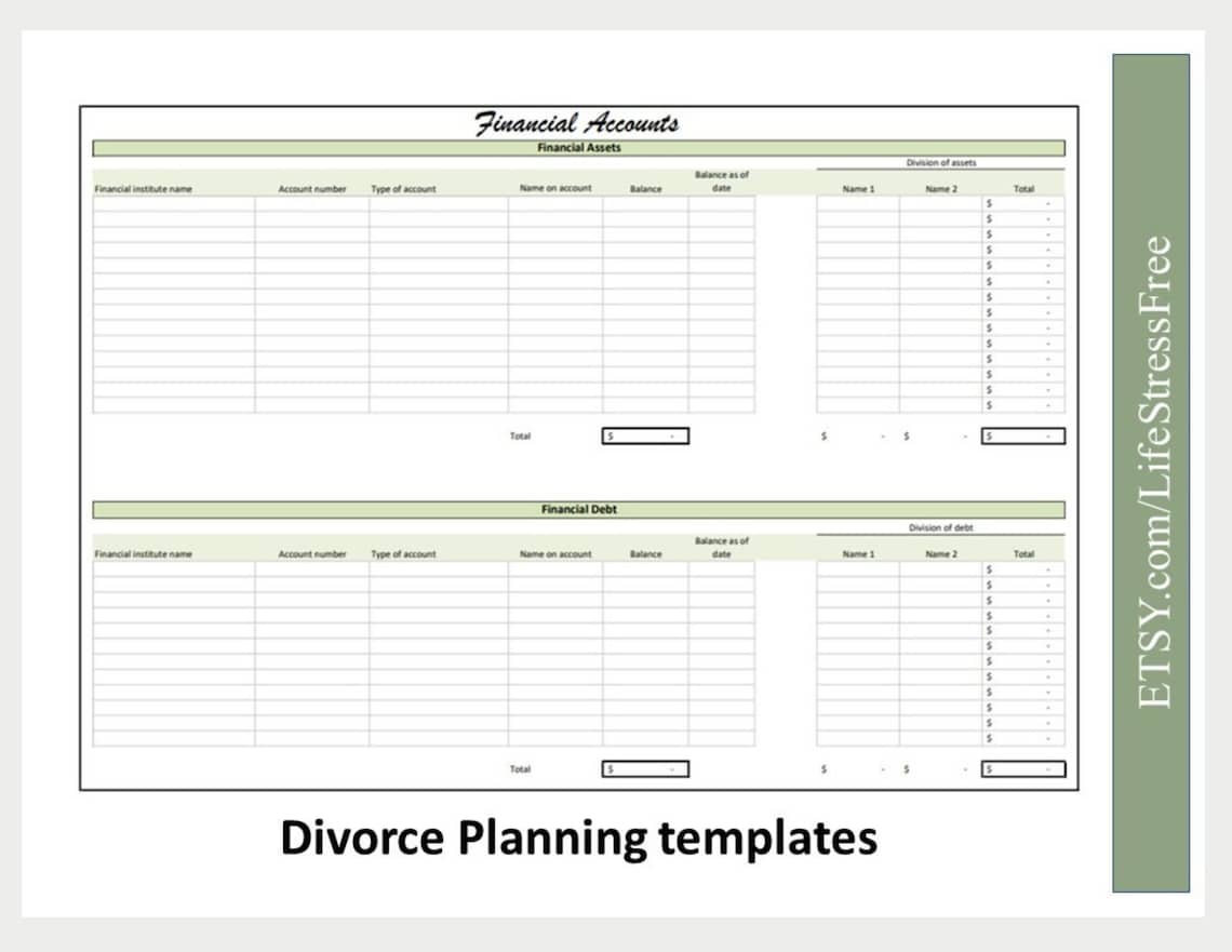 Divorce Planner, Divorce Spreadsheet, Custody Calendar, Child Custody ...