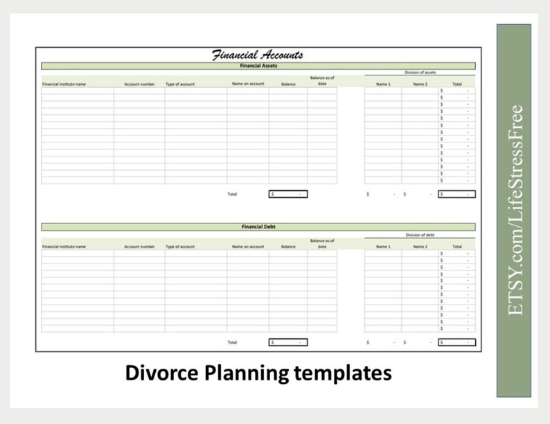 Divorce Planner, Divorce Spreadsheet, Custody Calendar, Child Custody ...
