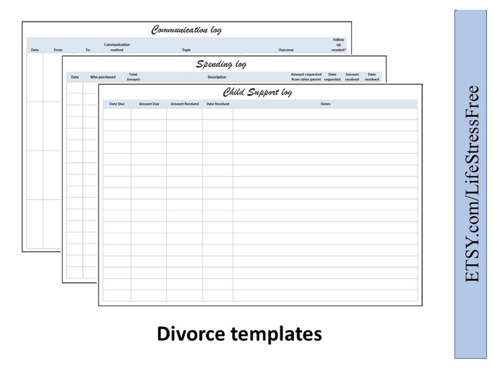 Divorce Planner, Divorce Spreadsheet, Custody Calendar, Child Custody ...