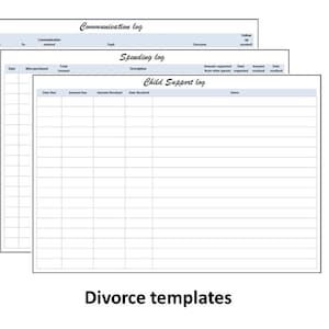Divorce Planner, Divorce Spreadsheet, Custody Calendar, Child Custody ...