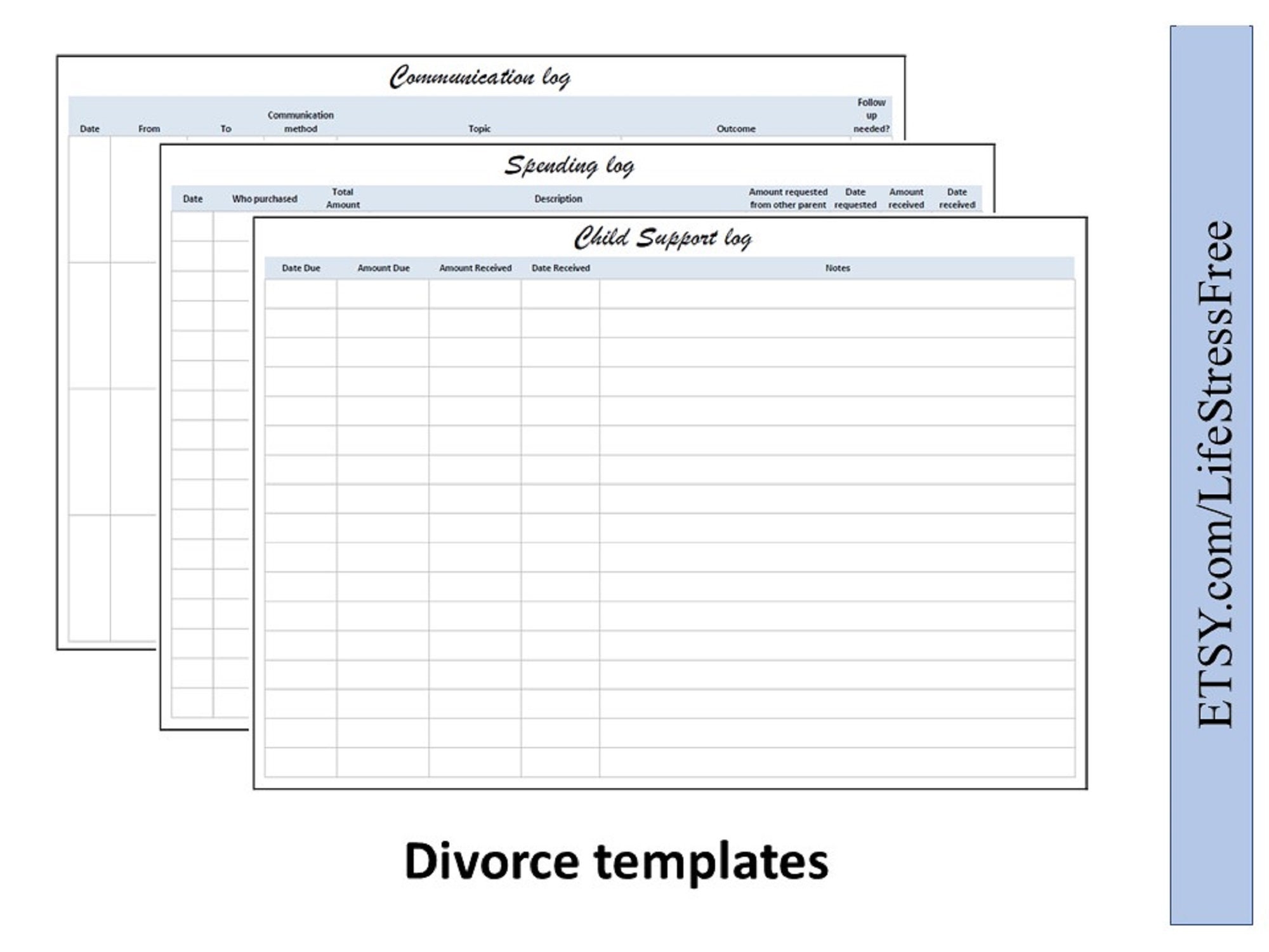 Divorce Planner, Divorce Spreadsheet, Custody Calendar, Child Custody ...