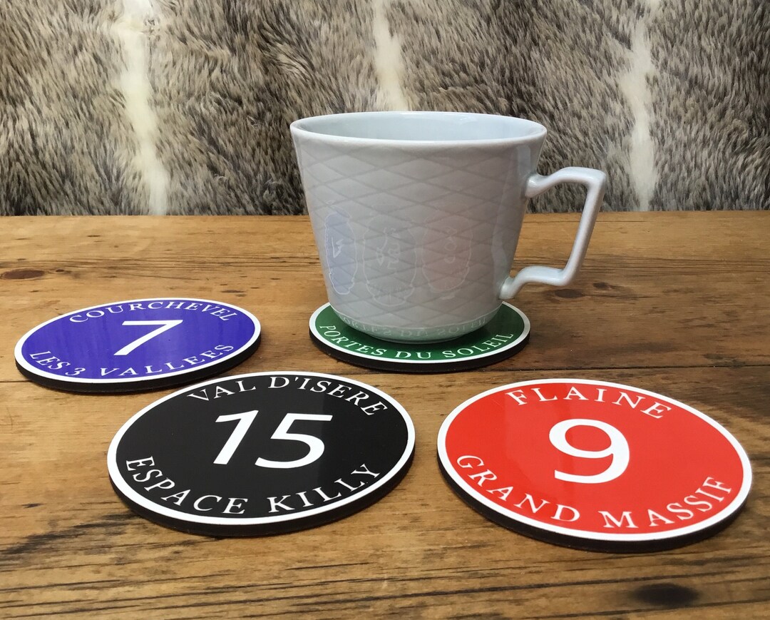 Ski Piste Marker Mug Coasters Set of 4. French Ski Resorts Design - Etsy UK