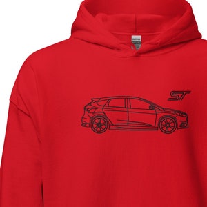 Ford Focus ST Embroidered Silhouette Unisex Hoodie, Car Hoodie, Perfect ...