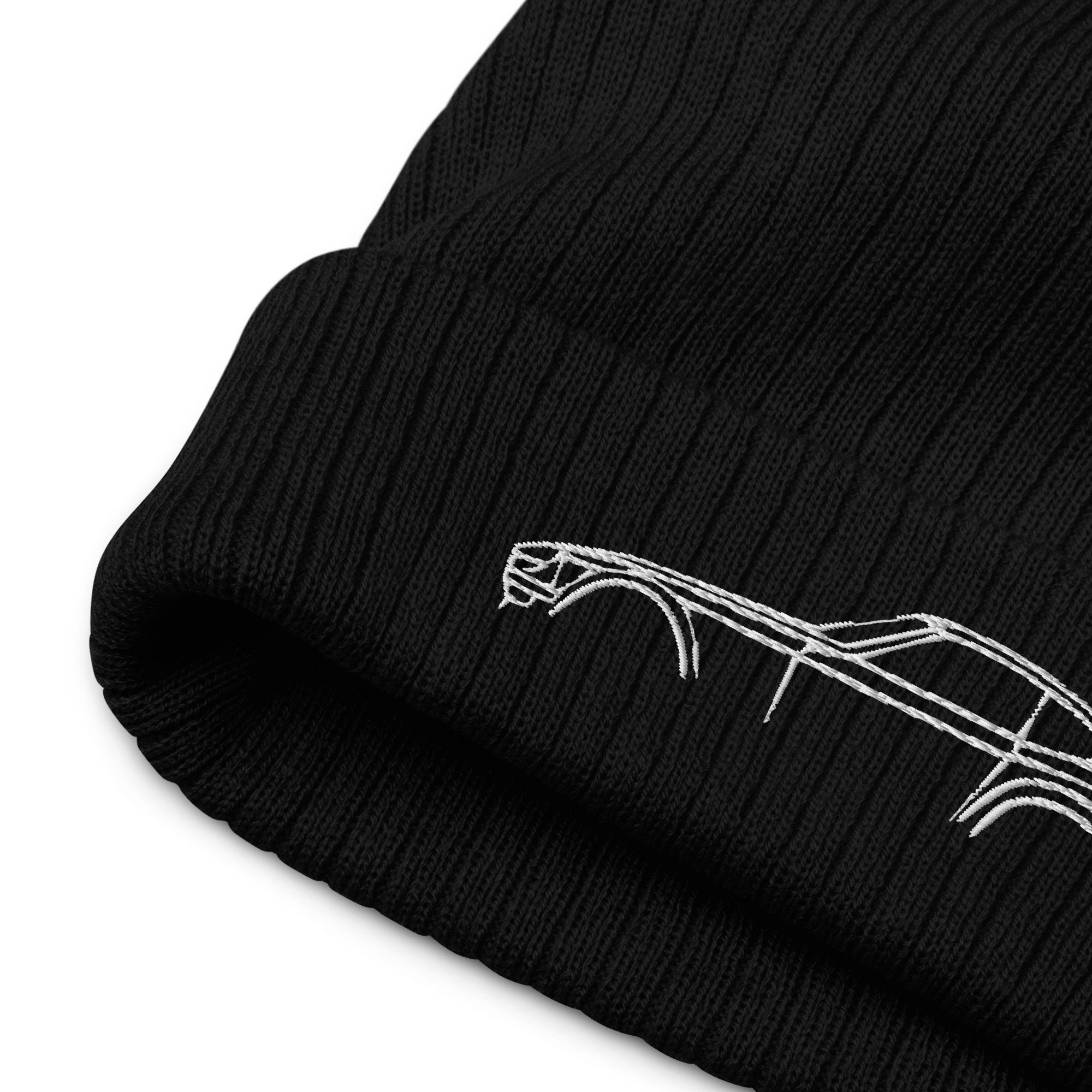Customizable Embroidered Car Silhouette Ribbed Knit Beanie - Etsy