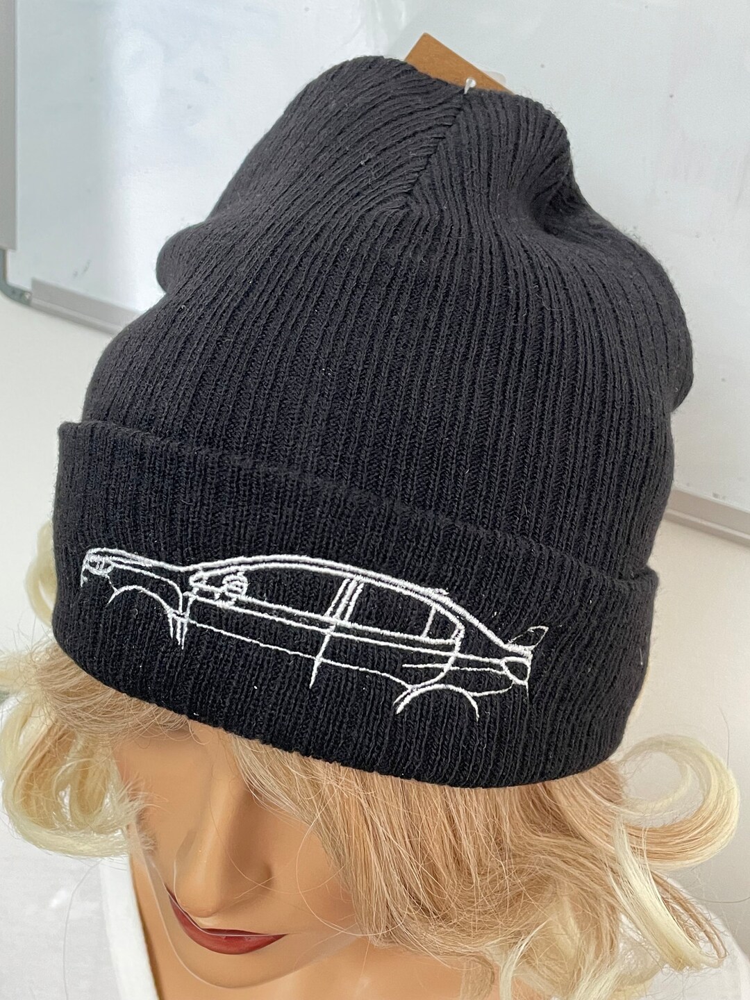 Customizable Embroidered Car Silhouette Ribbed Knit Beanie - Etsy