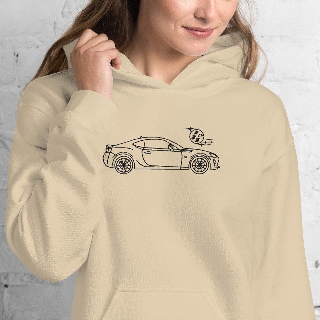 Detailed Embroidered GT86/FRS/BRZ Unisex Car Outline Silhouette Hoodie ...