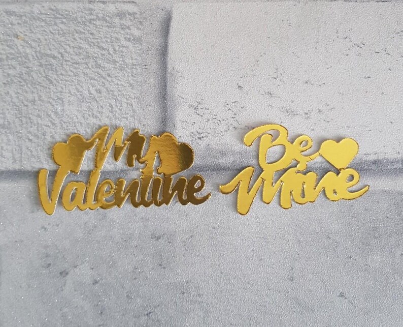 12 Gold Mirror Card Be Mine ,my Valentine ,cupcake Toppers - Etsy UK