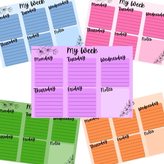 Monday to Friday Planner Printable Weekly Planner Desk - Etsy